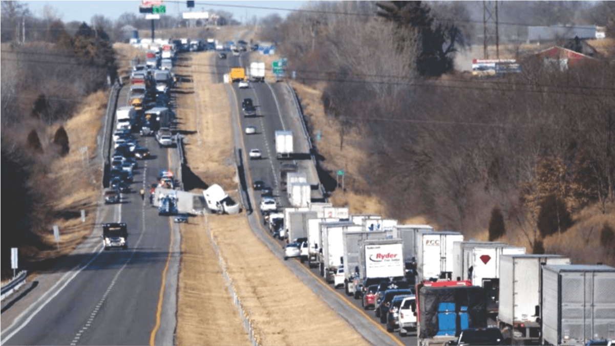 Crash involving semi stalls I-29 traffic